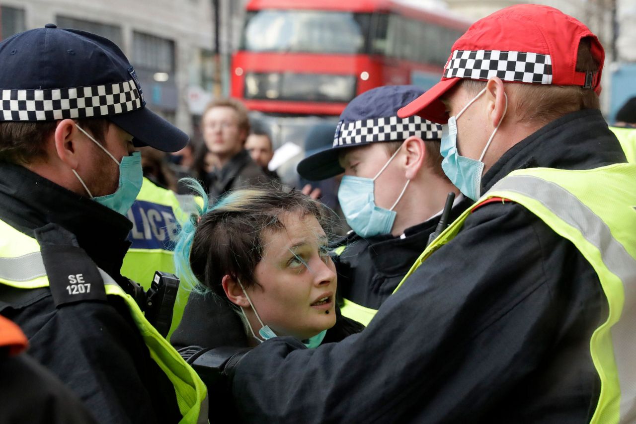 UK arrests over 100 in protests against policing bill