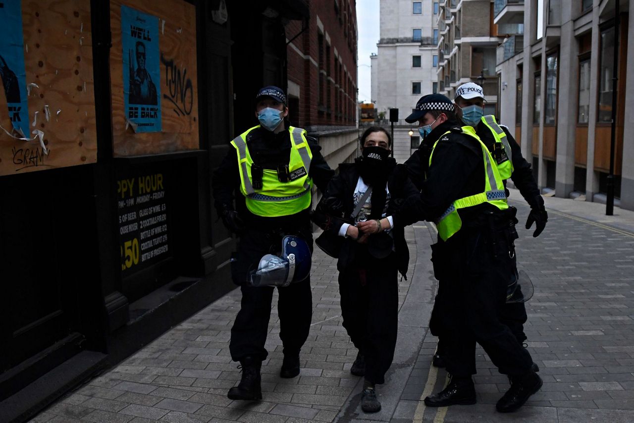 UK arrests over 100 in protests against policing bill