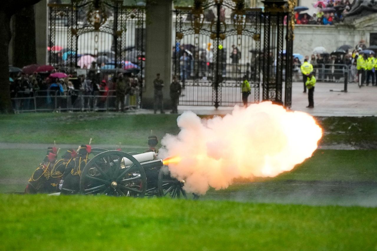 King Charles III's coronation anniversary is marked by ceremonial gun ...