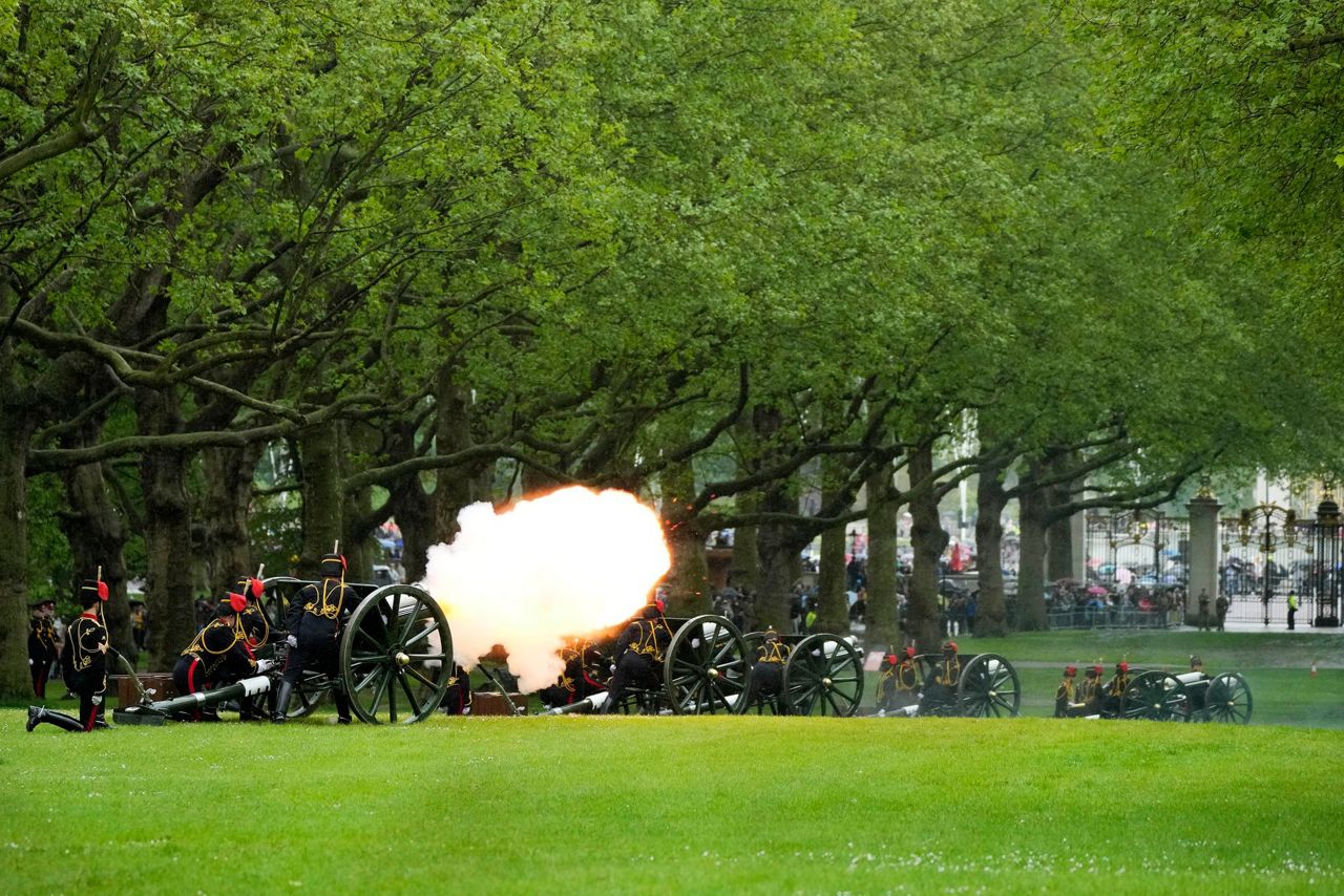 King Charles III's coronation anniversary is marked by ceremonial gun ...