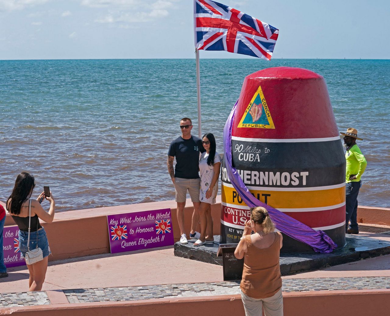 Key West honors Queen Elizabeth at Southernmost Point marker