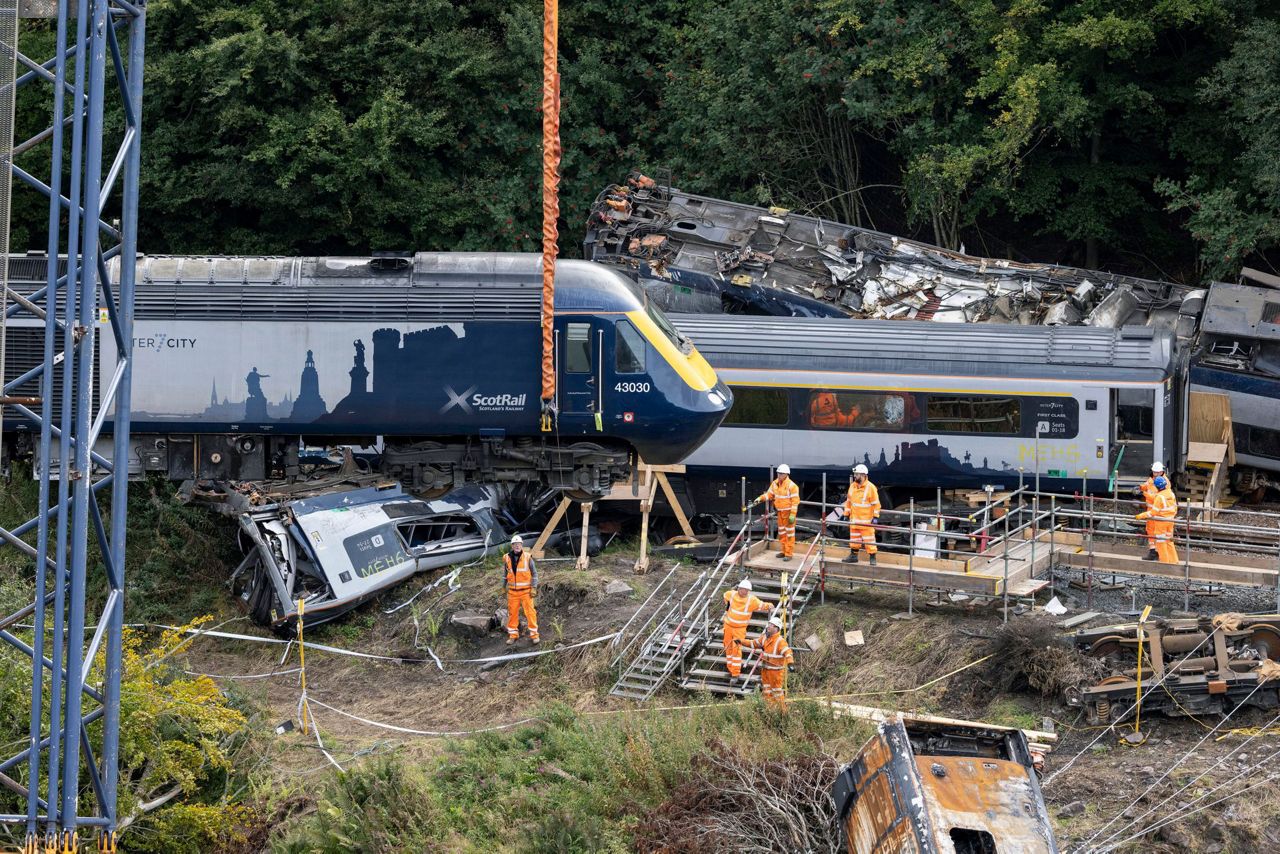 Derailed train in Scotland hit 'washed-out rocks and gravel'