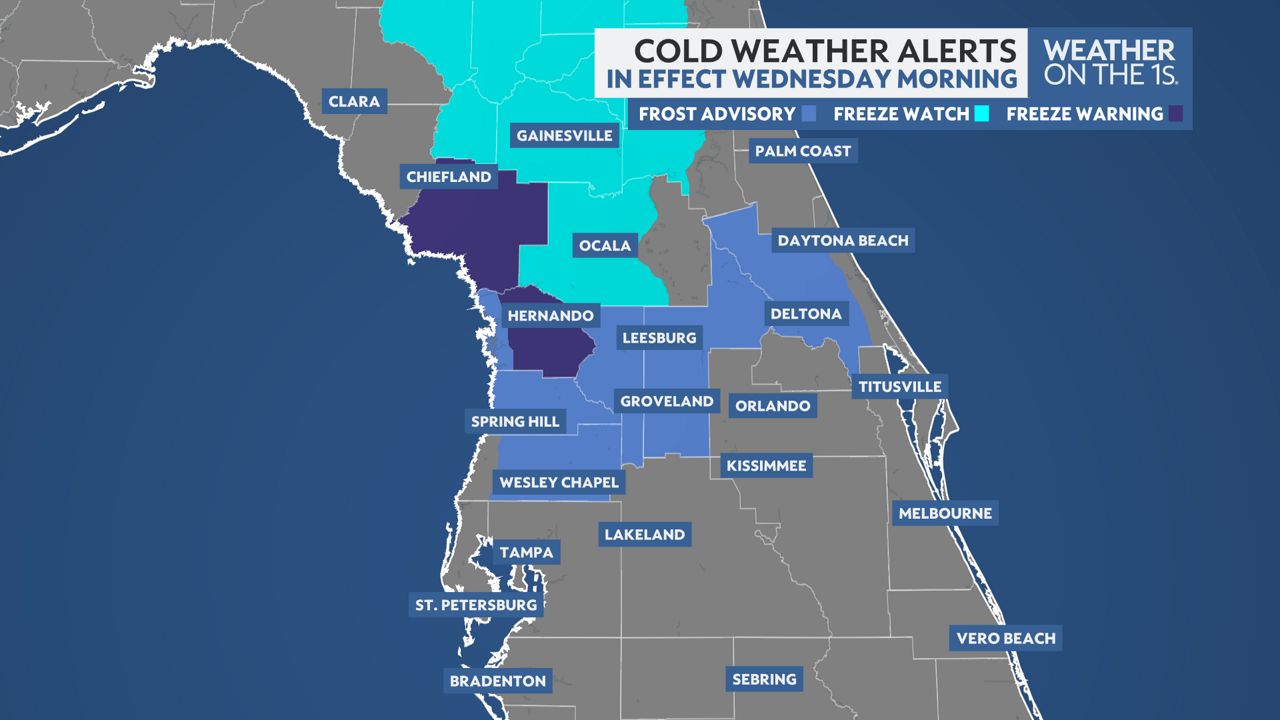 Chilly conditions across Florida through midweek