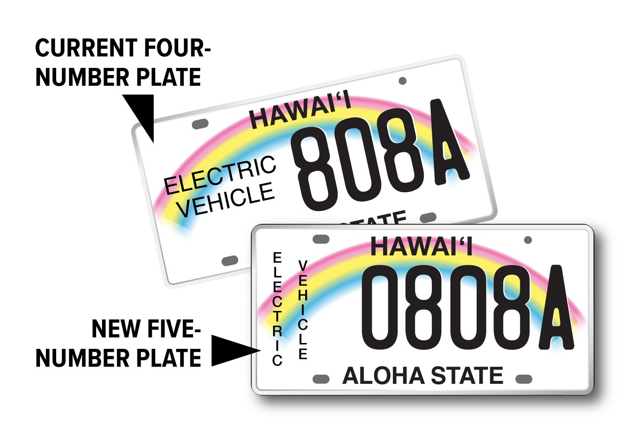 Hawaii announces new license plates for electric vehicles