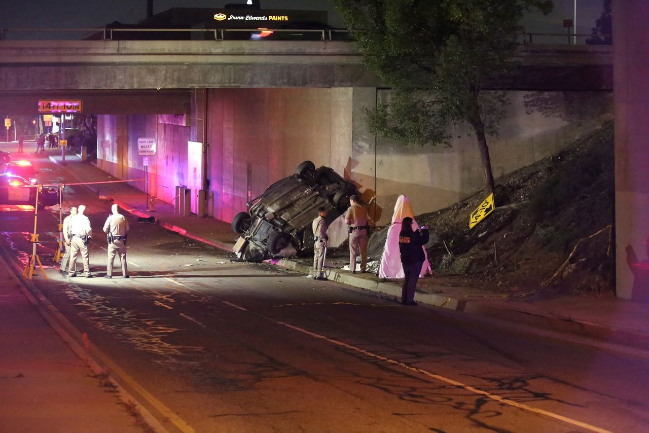 Car plunges off California elevated highway, 3 people killed