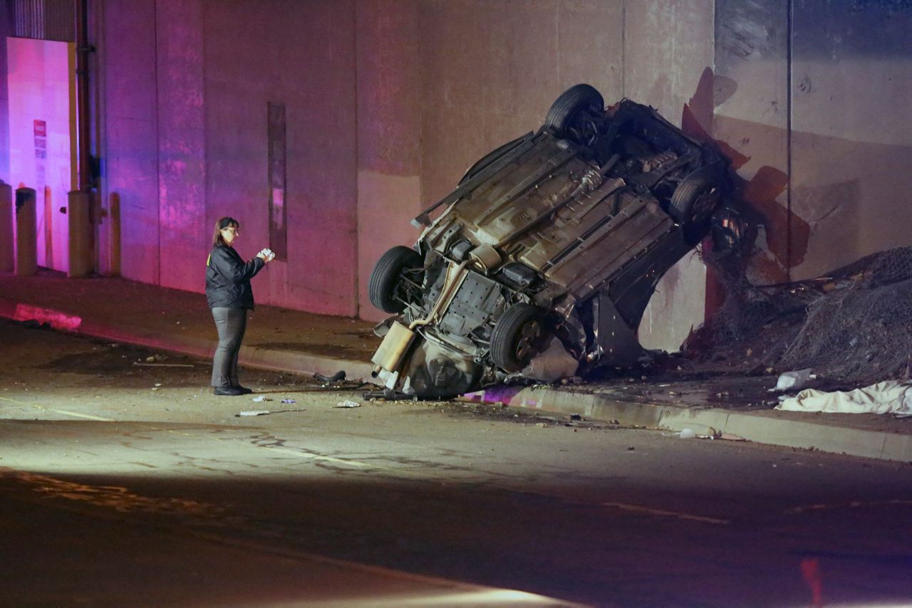 Car plunges off California elevated highway, 3 people killed