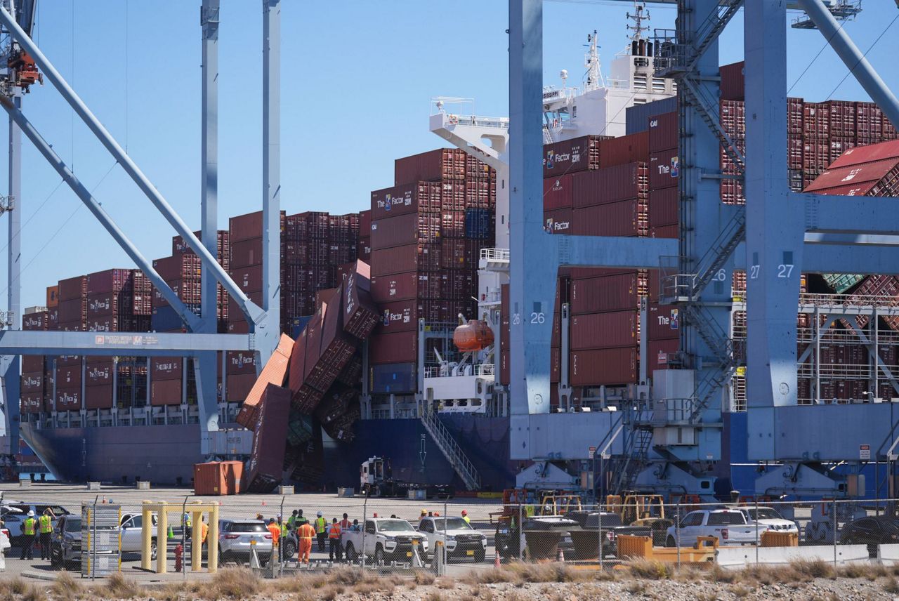 More than 60 containers fall off ship in Long Beach port