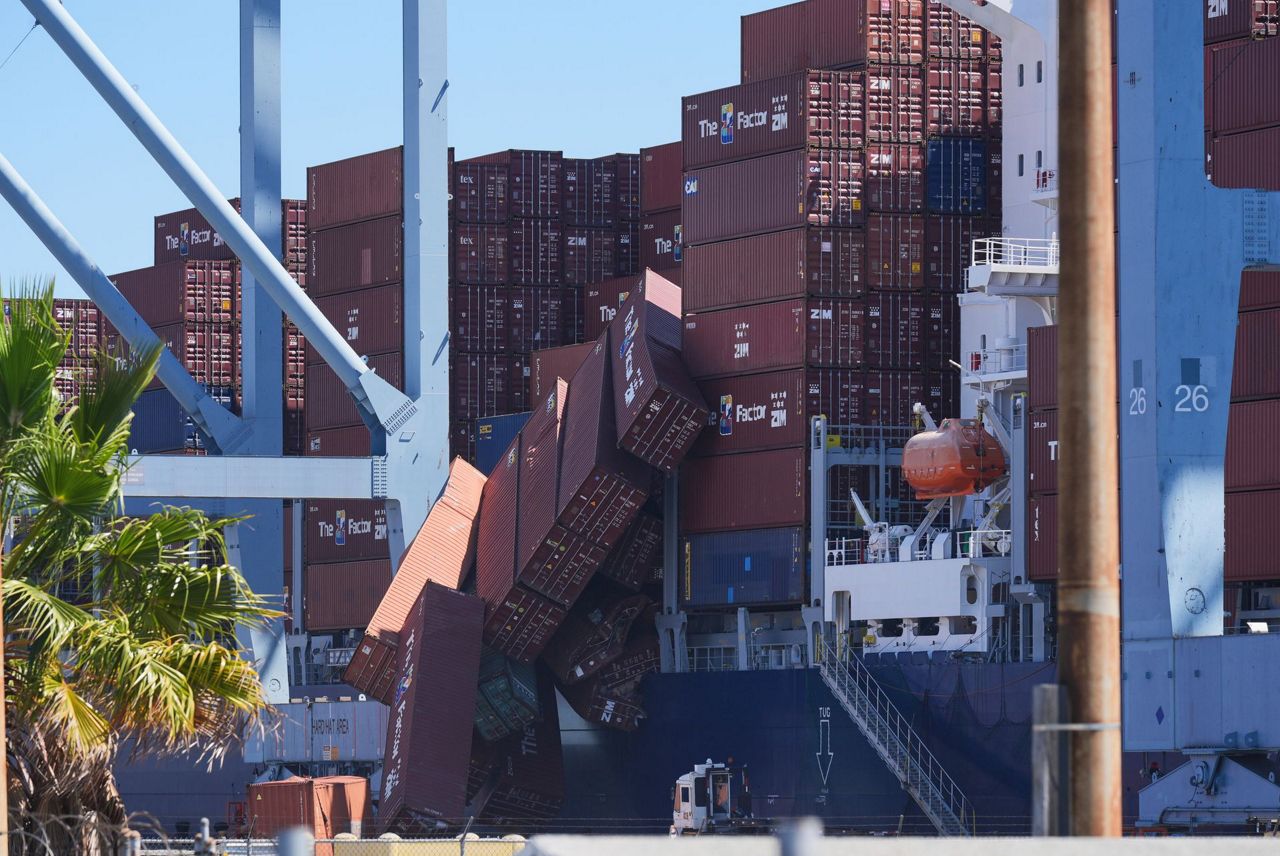 More than 60 containers fall off ship in Long Beach port