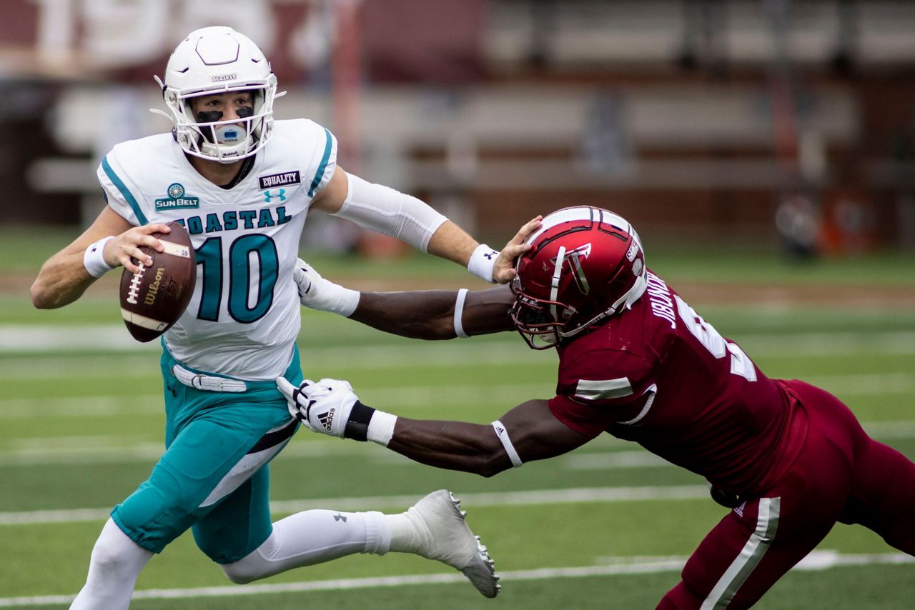 No. 11 Coastal Carolina survives 42-38 scare against Troy