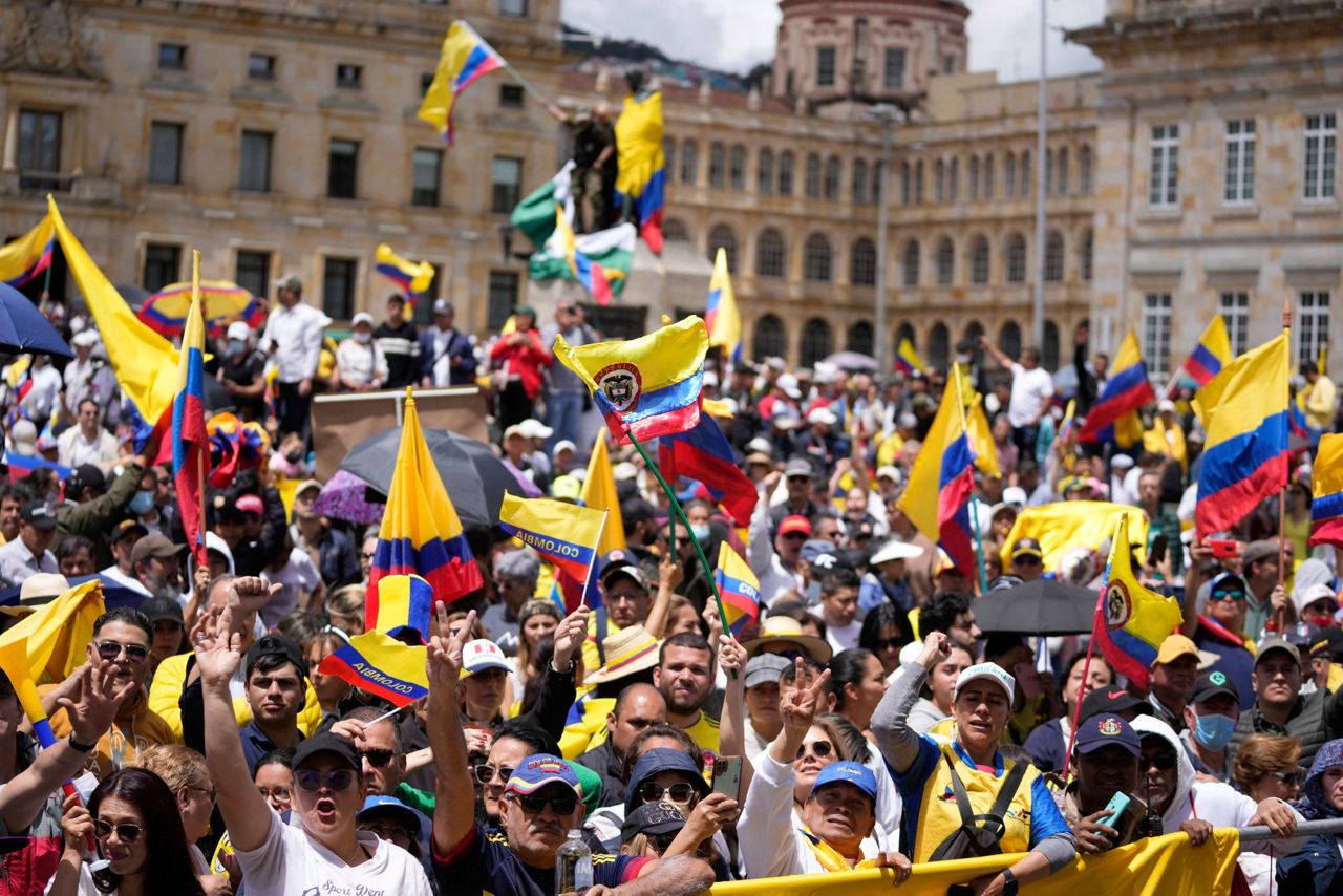 Thousands take to the streets in Colombia to protest leftist government ...