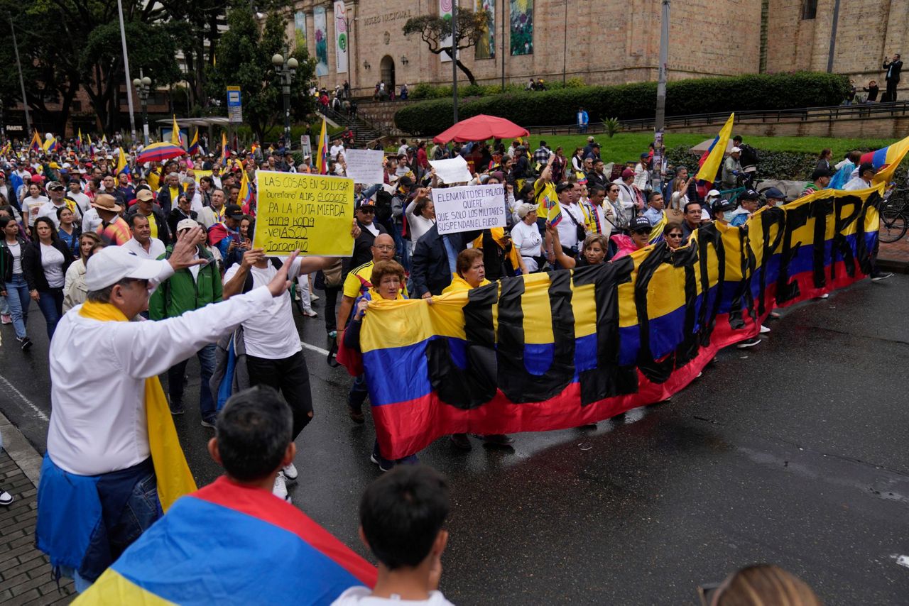 Tens of thousands of Colombians protest against the leftist president's ...