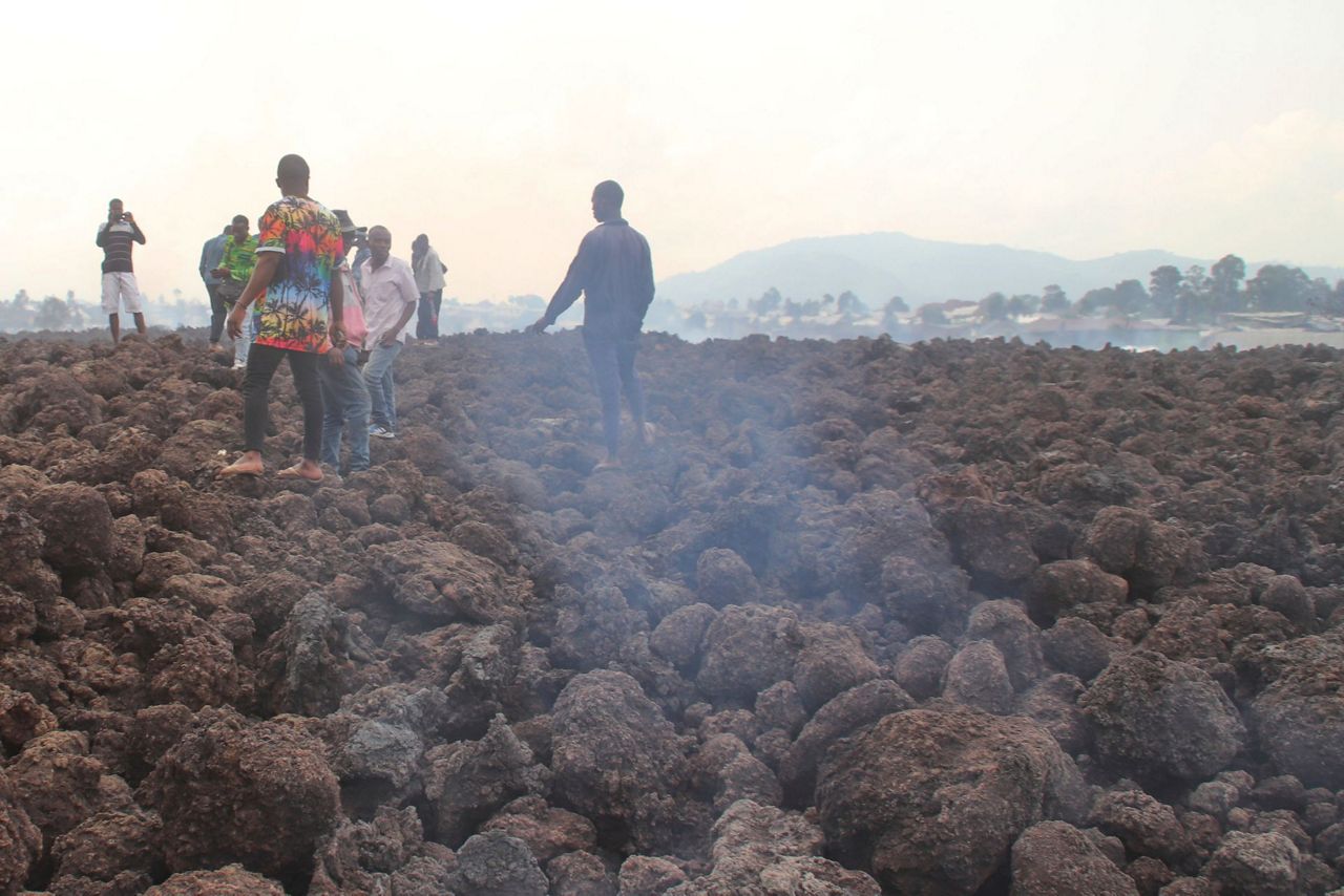 Congo volcano's lava flows short of regional capital