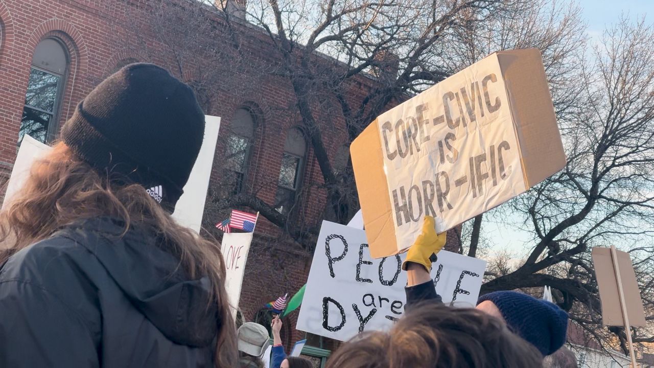 Anti-ICE and CoreCivic protest breaks out in Leavenworth