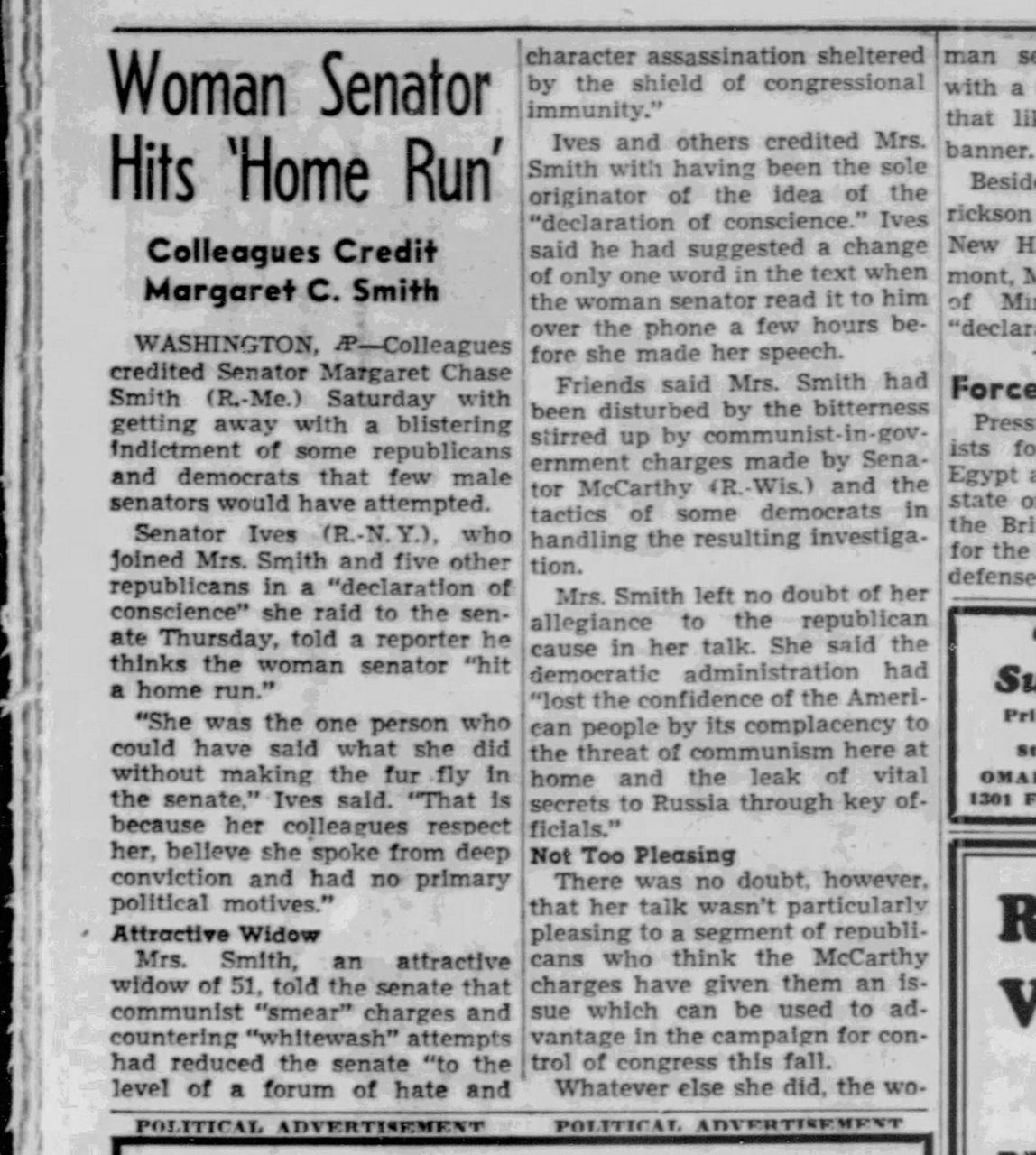 Senator Margaret Chase Smith blazed trails in Congress