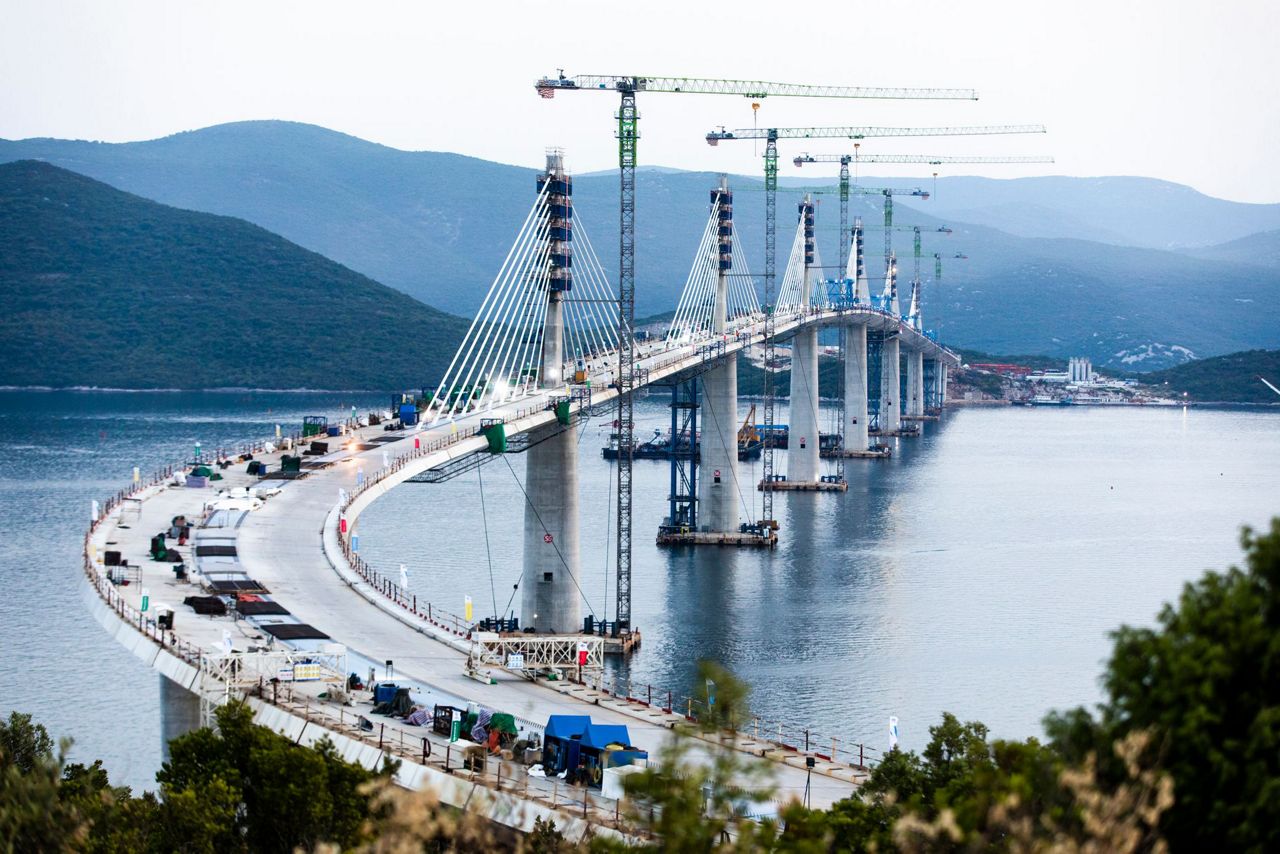 Major Adriatic Sea bridge connects coastline in Croatia