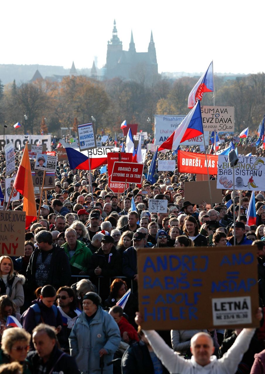 Czechs use anniversary of Velvet Revolution to pressure PM