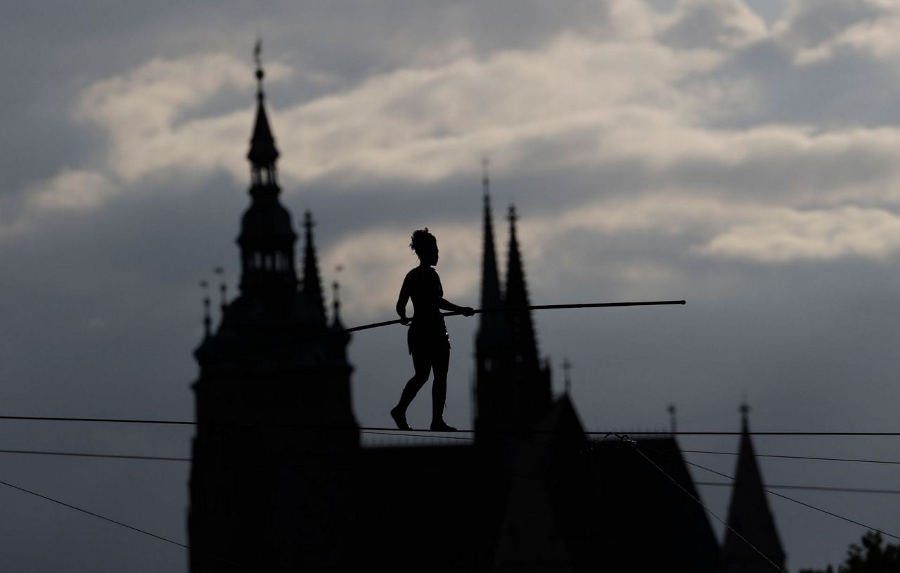 Tightrope walker's dance over river launches Prague festival