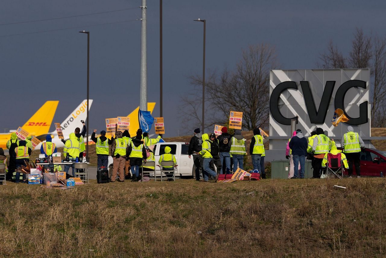 Unionized DHL Express workers strike at critical Cincinnati air cargo hub