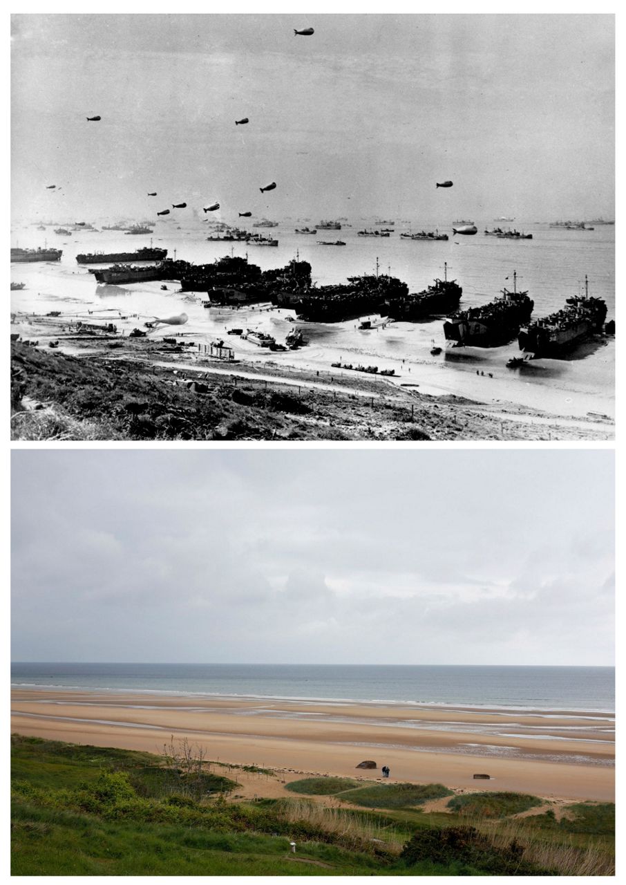 AP PHOTOS: D-Day's landscape in 1944 _ and today