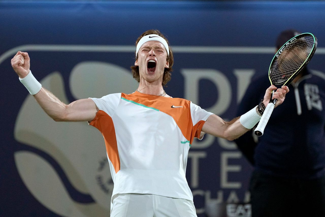 Russian tennis star Rublev writes 'No War Please' after win