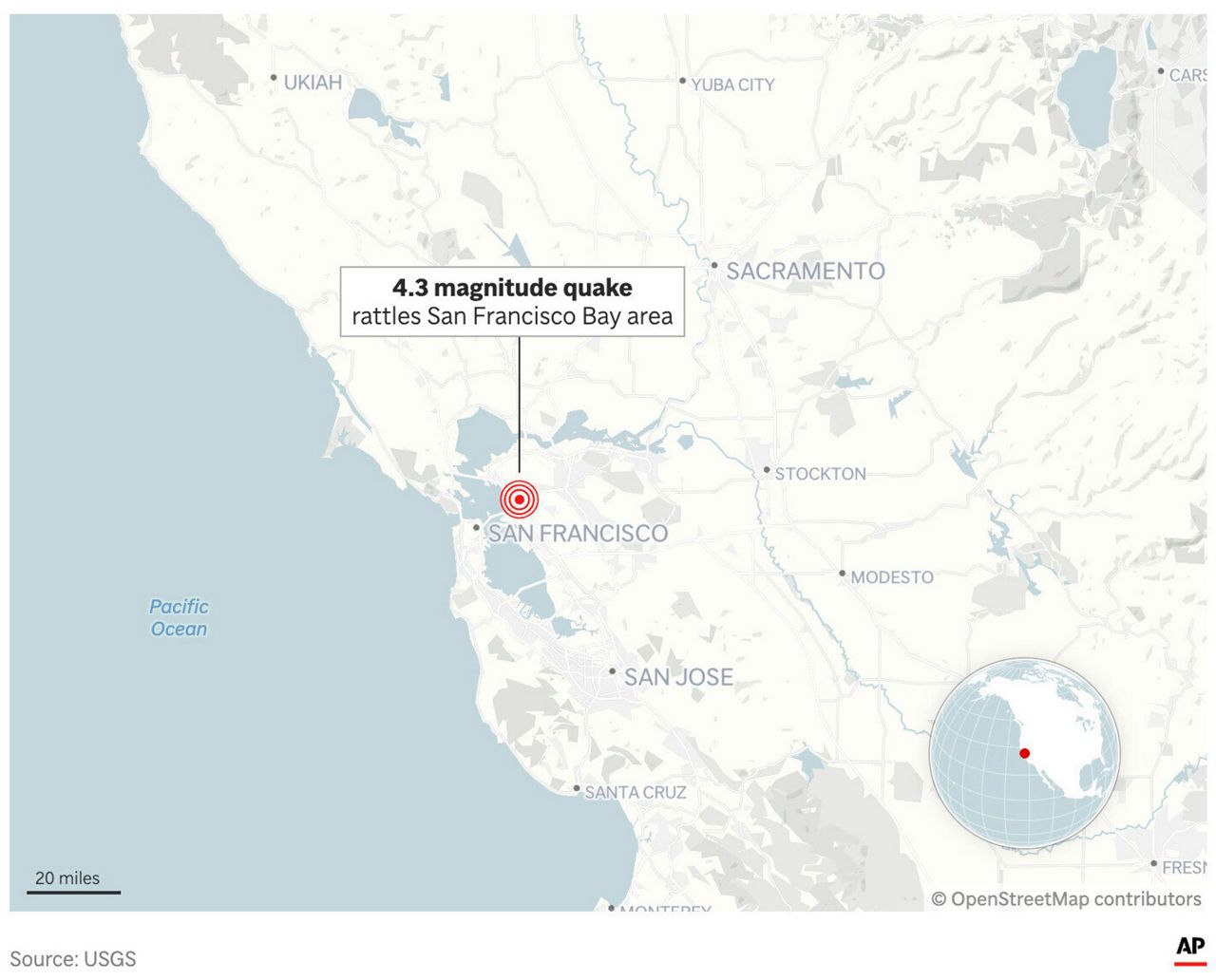 4.3 magnitude earthquake jolts the San Francisco area and many people ...