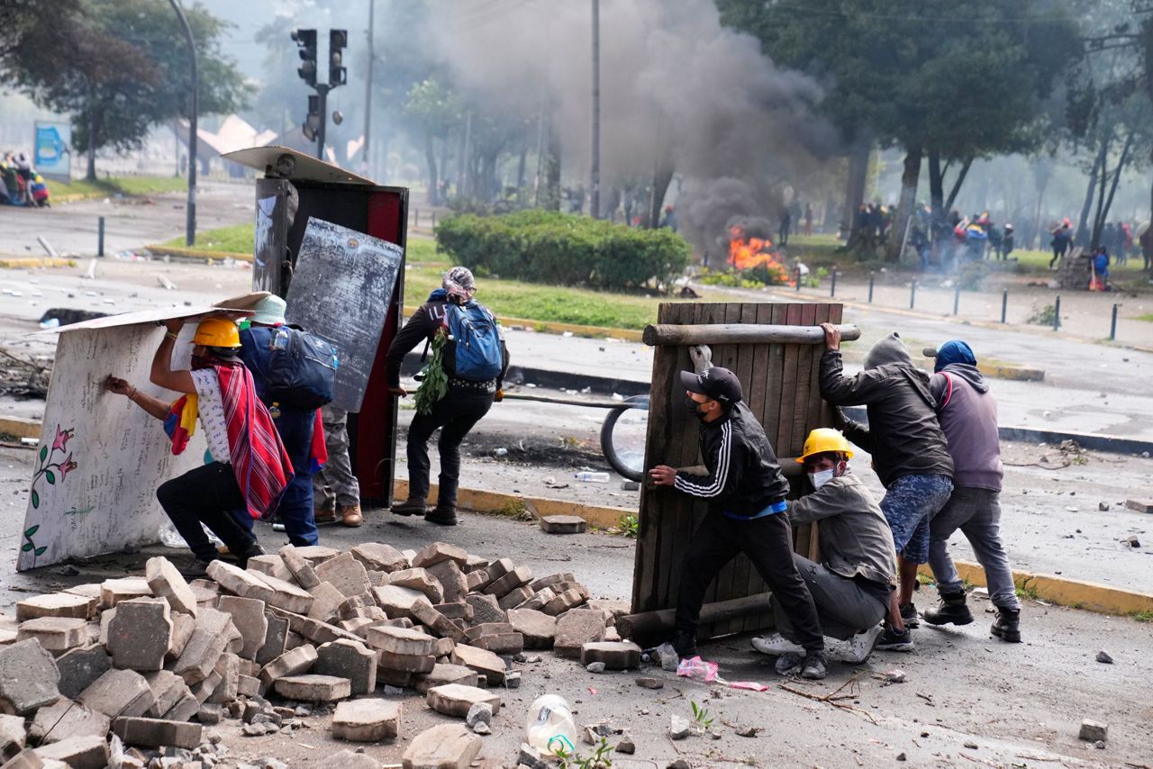 Protesters in Ecuador attack military, police convoy