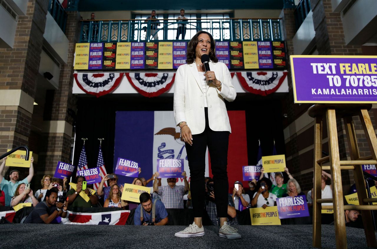 AP Interview: Kamala Harris on her bus tour through Iowa