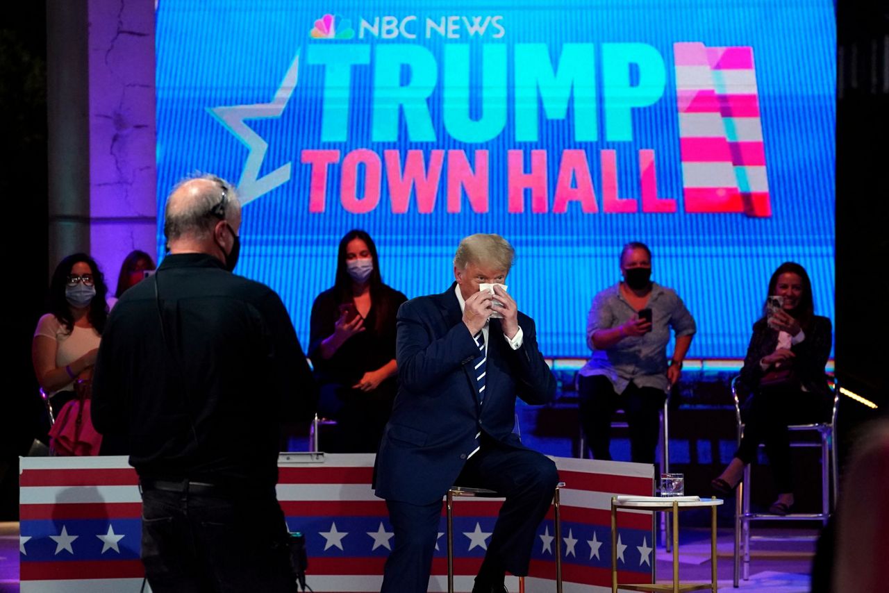 TV gives viewers a split-screen comparison of Trump, Biden