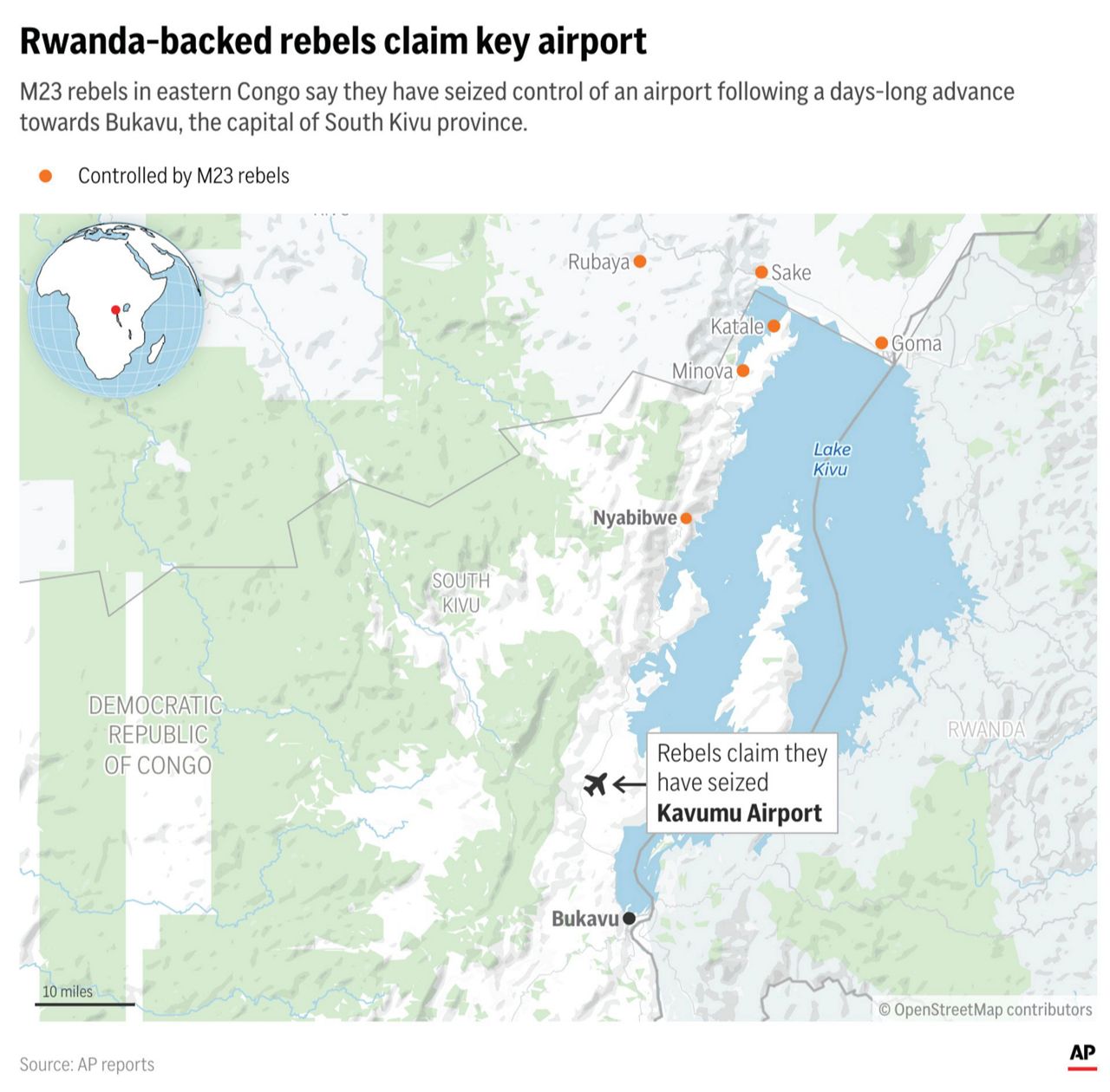 Rwanda-backed rebels advance into eastern Congo's second major city of Bukavu, residents say