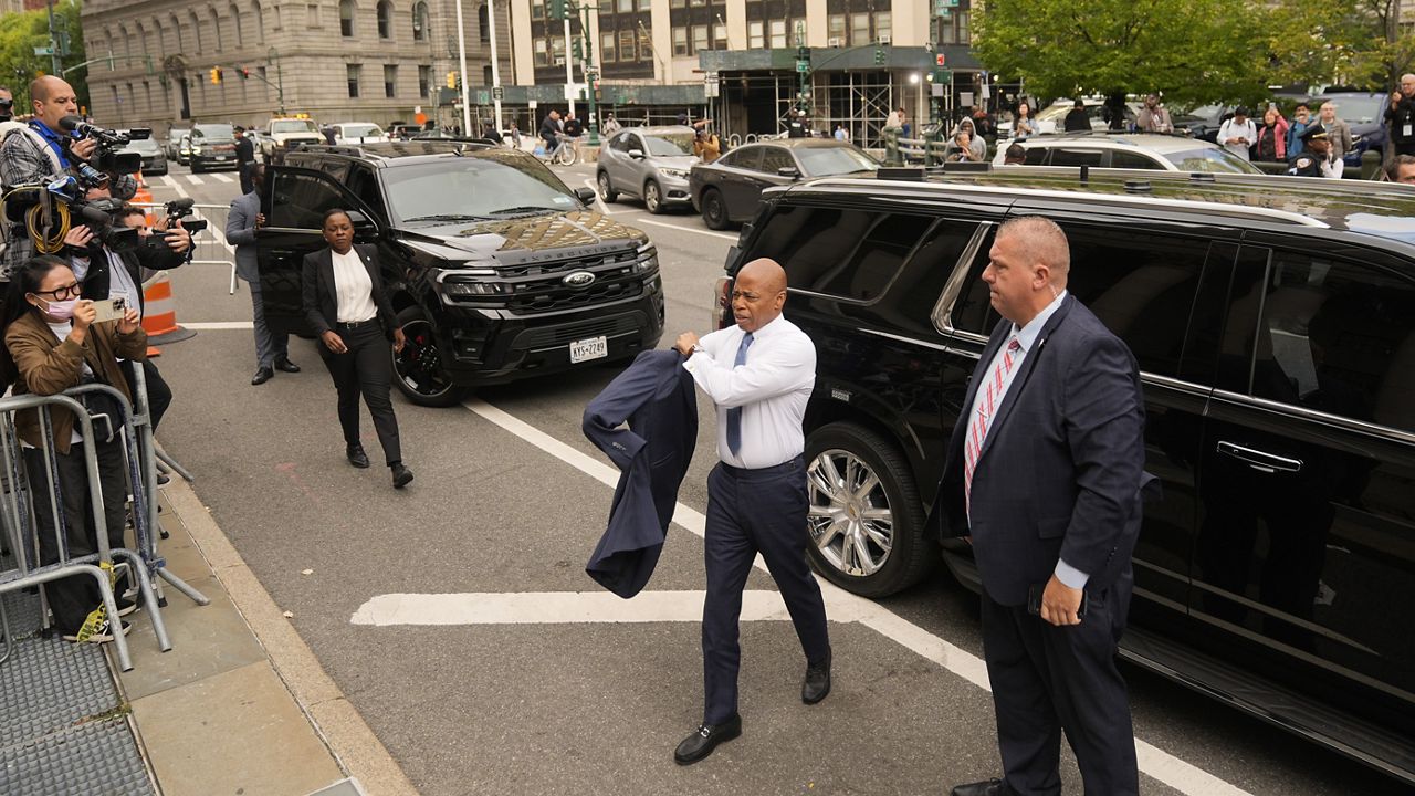 Mayor Eric Adams arrives at court for criminal case