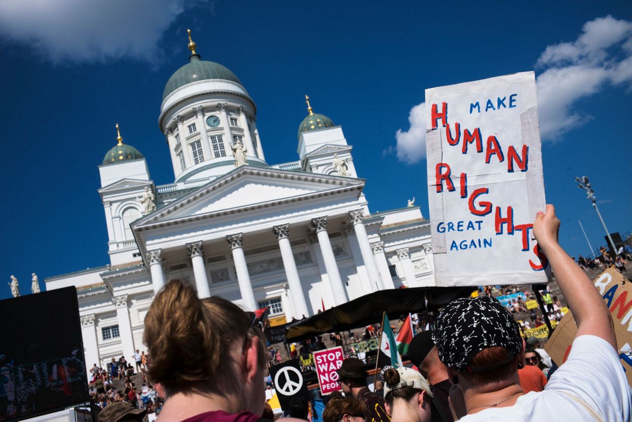 Helsinki protest focuses on rights before Trump-Putin summit