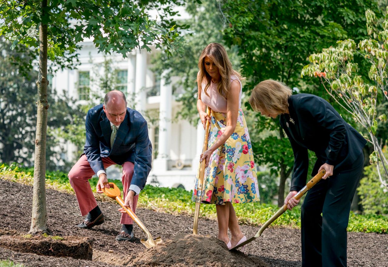 Melania Trump helps plant baby Eisenhower oak at White House