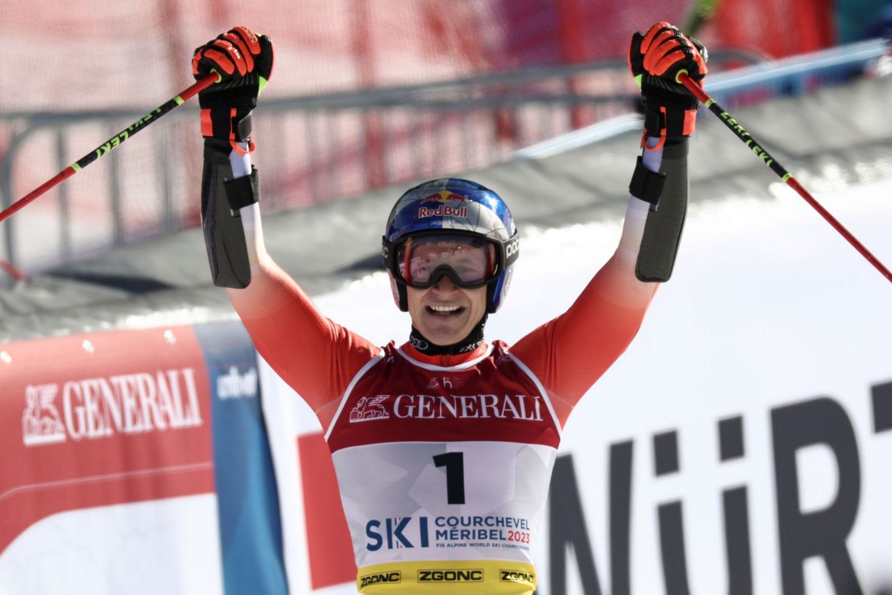Swiss skier Odermatt wins giant slalom, 2nd gold at worlds