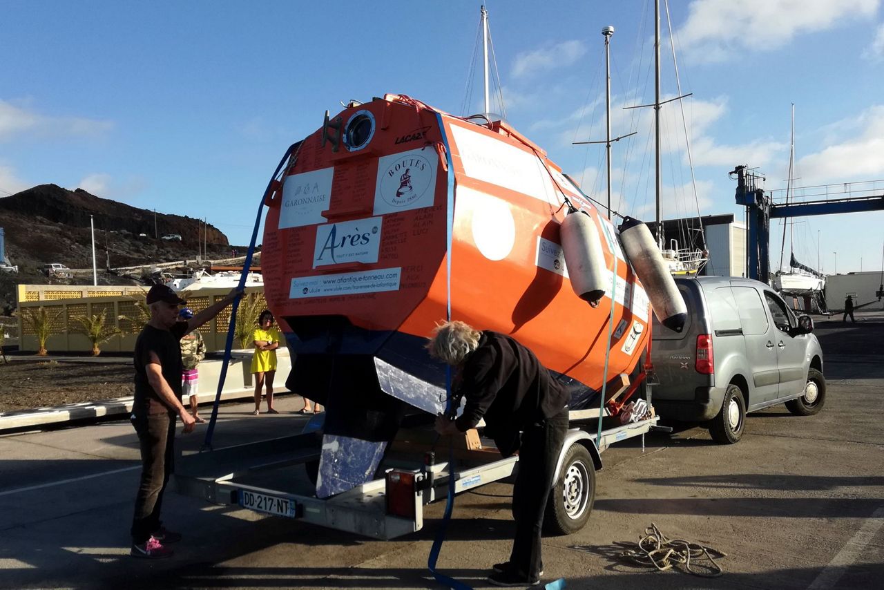 Frenchman trying to cross Atlantic in barrel capsule