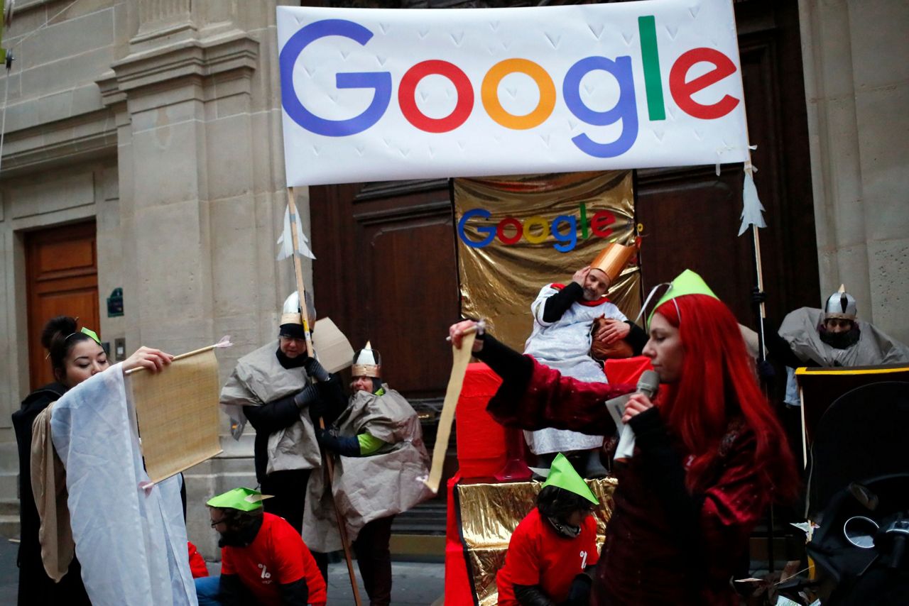 Activists in Paris protest against Google's tax setup