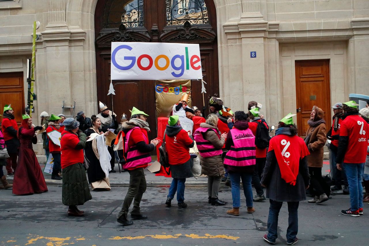 Activists in Paris protest against Google's tax setup