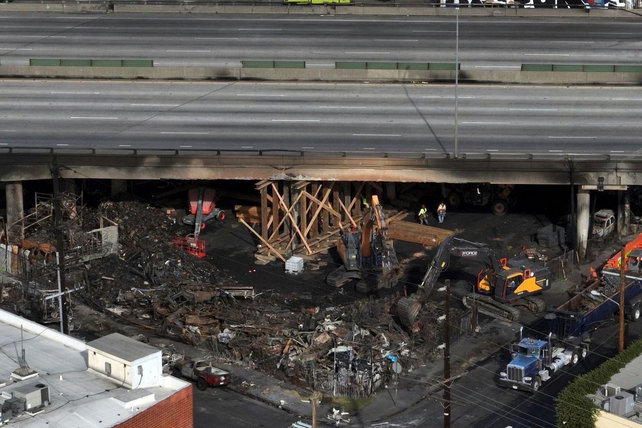 Fire that indefinitely closed vital Los Angeles freeway was likely ...