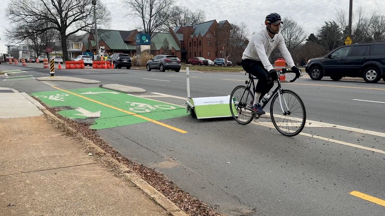 Bicyclist brings innovative bike lane sweeper to Charlotte