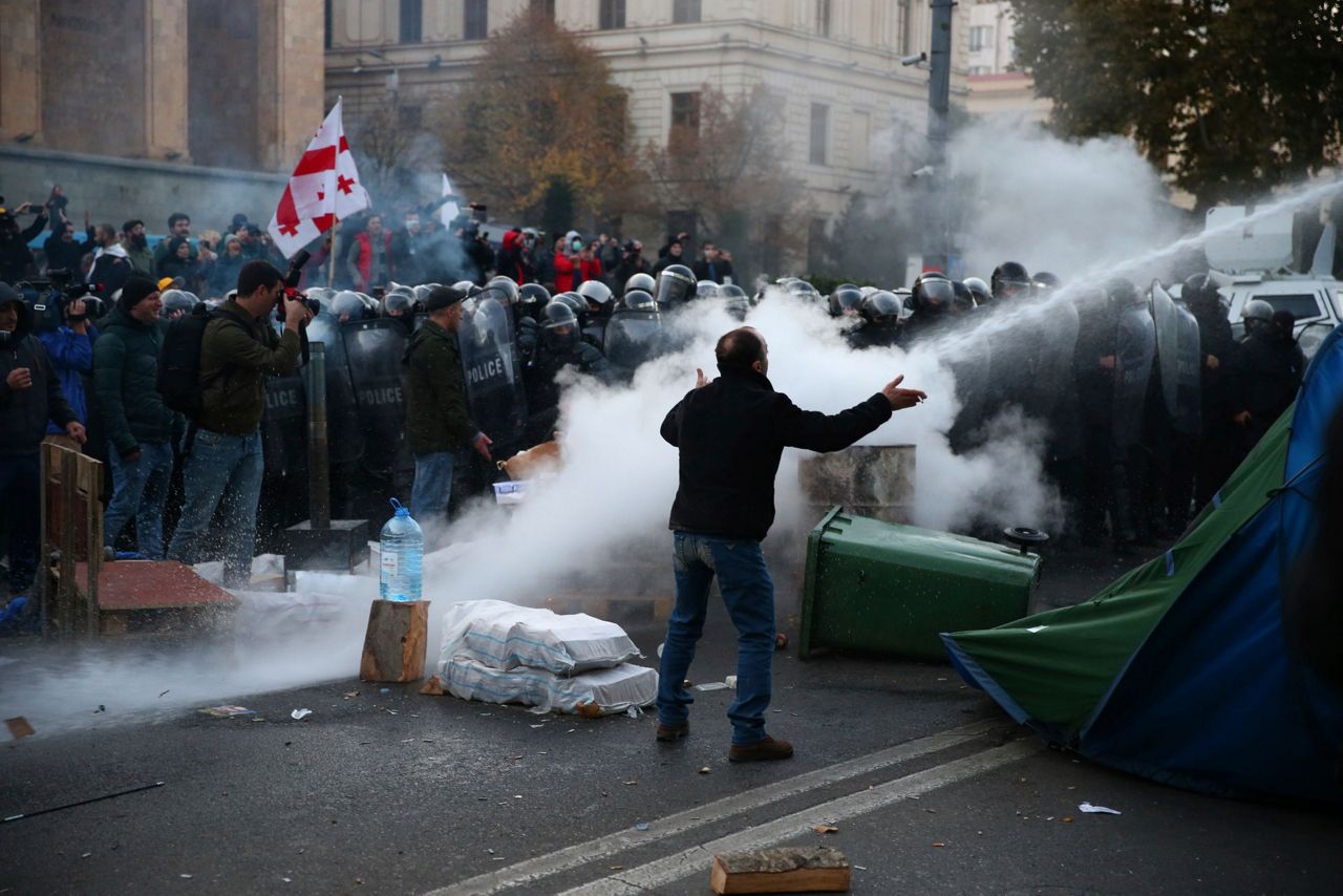 Georgian police move to disperse large protest in Tbilisi