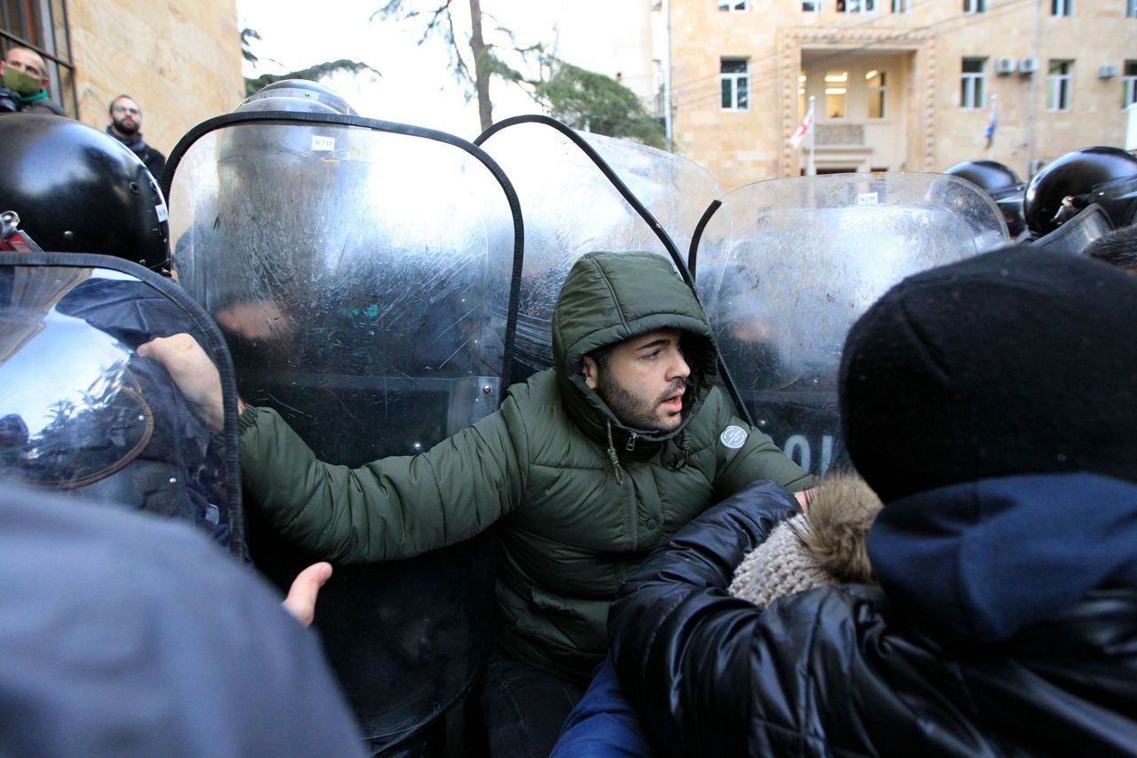 Georgian police move to disperse large protest in Tbilisi