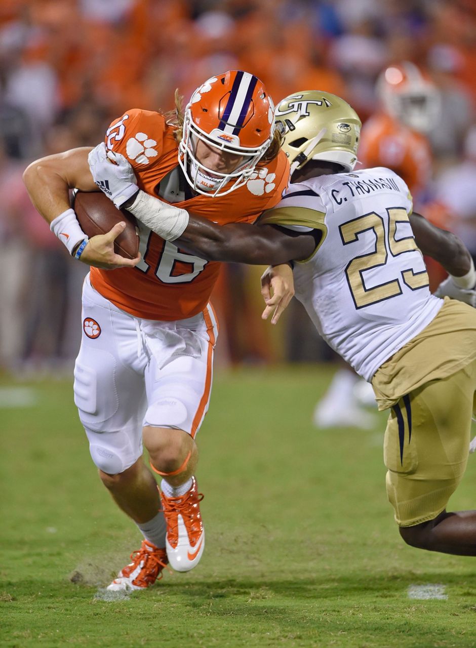 Etienne's 3 TDs lead No. 1 Clemson past Georgia Tech, 52-14