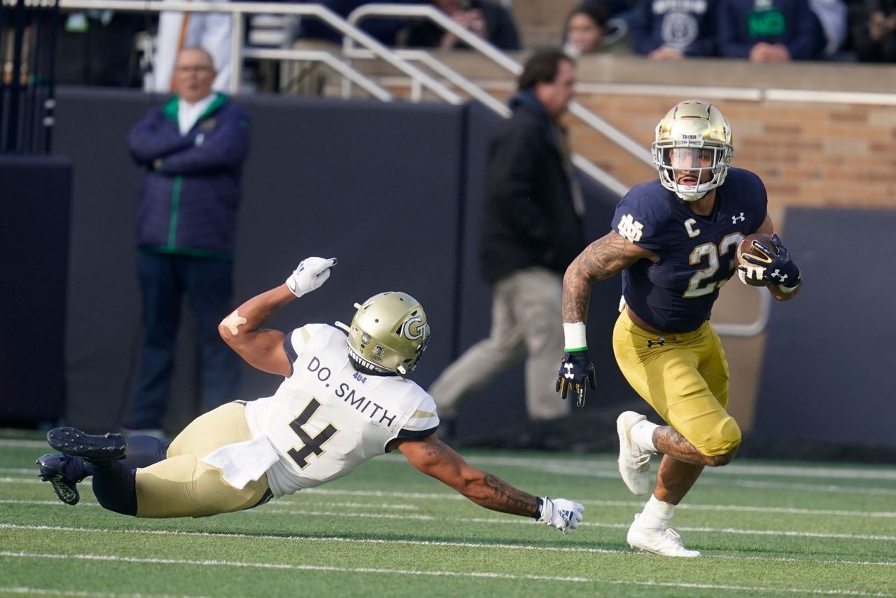 Coan, No. 6 Irish dominate Yellow Jackets in 55-0 victory