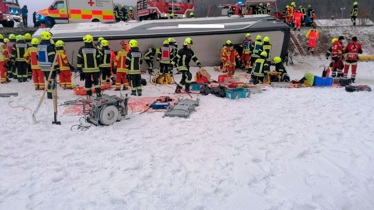 43 injured as tourist bus veers off road in Bavaria