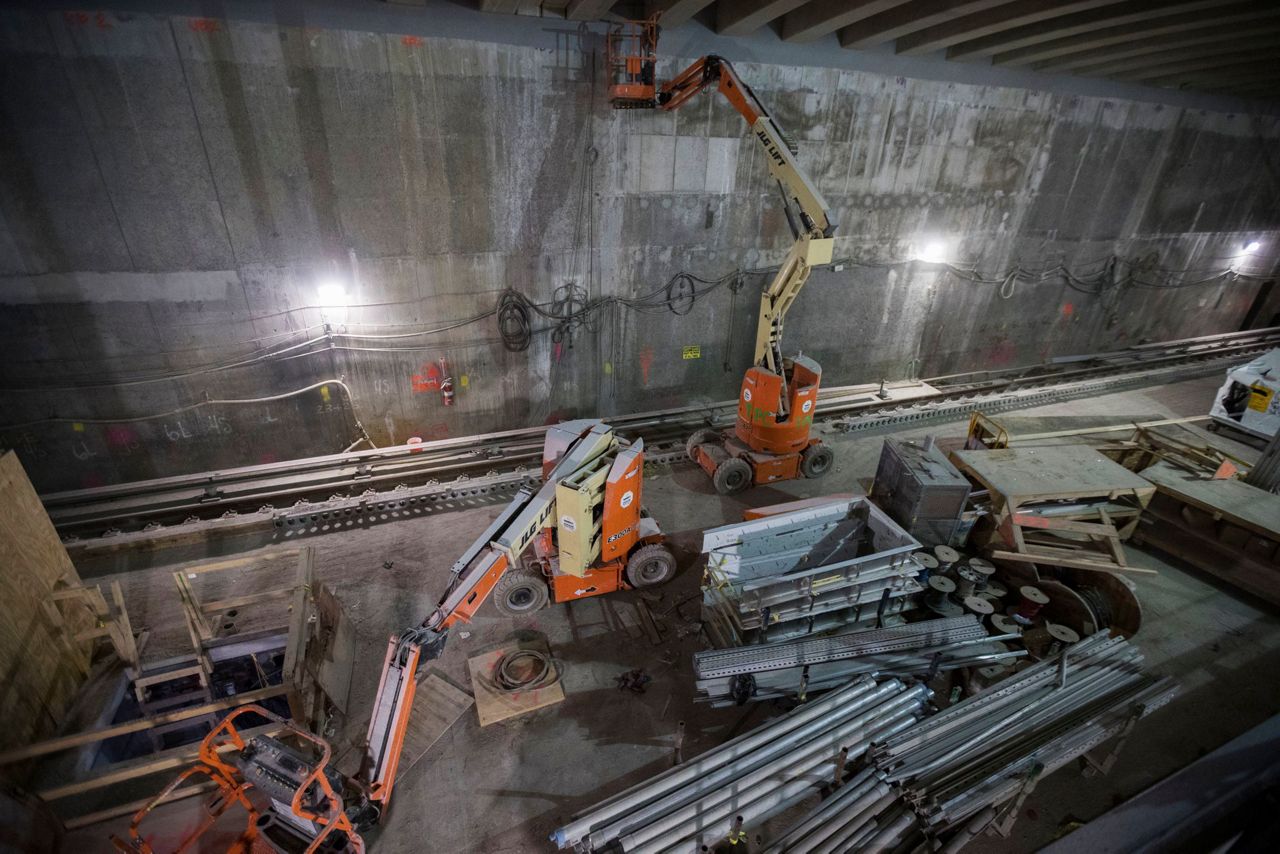 Deep underground, new NYC train hub slowly takes shape