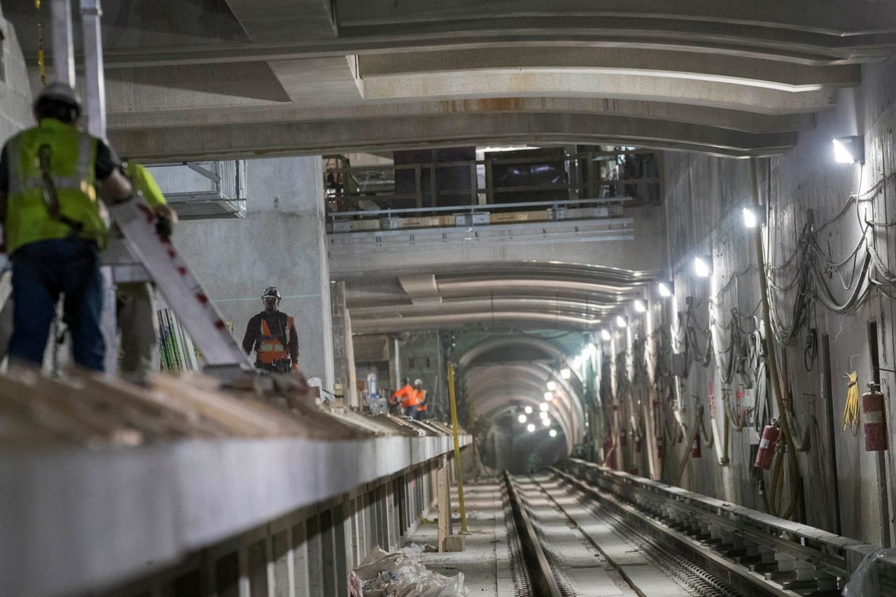 Deep underground, new NYC train hub slowly takes shape
