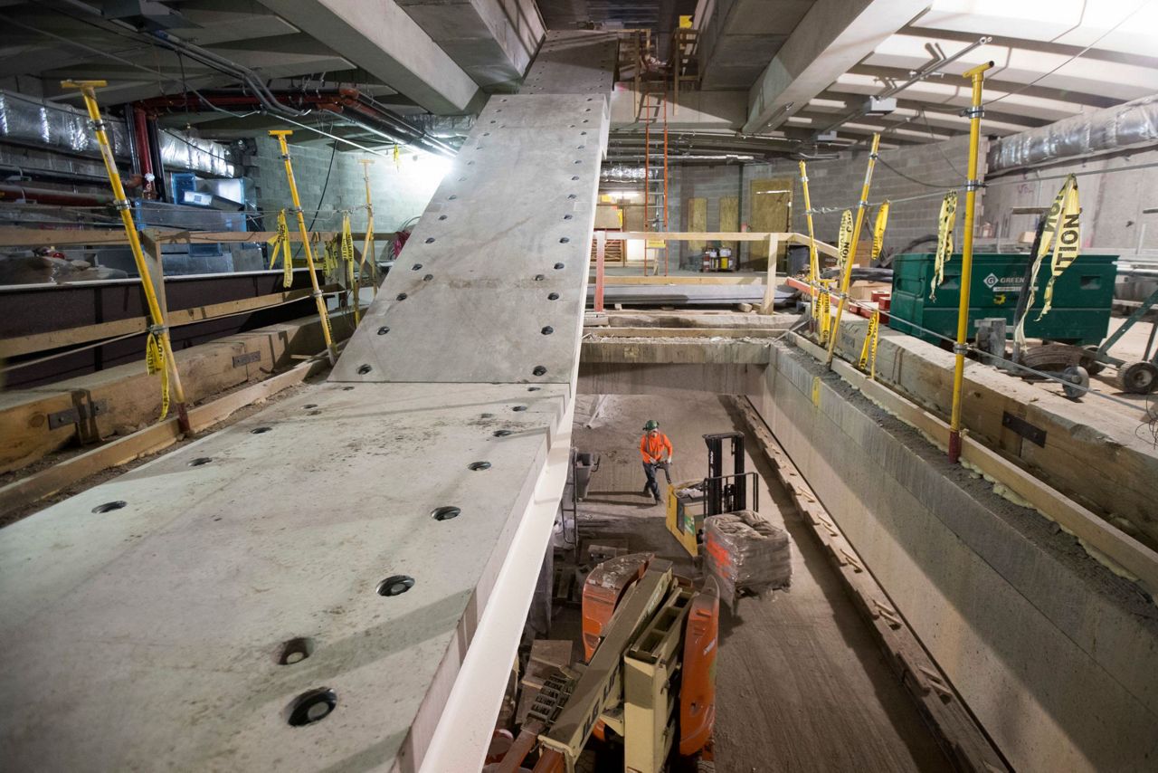 Deep underground, new NYC train hub slowly takes shape