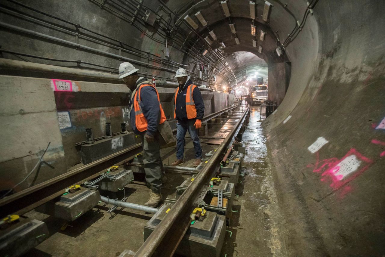 Deep underground, new NYC train hub slowly takes shape