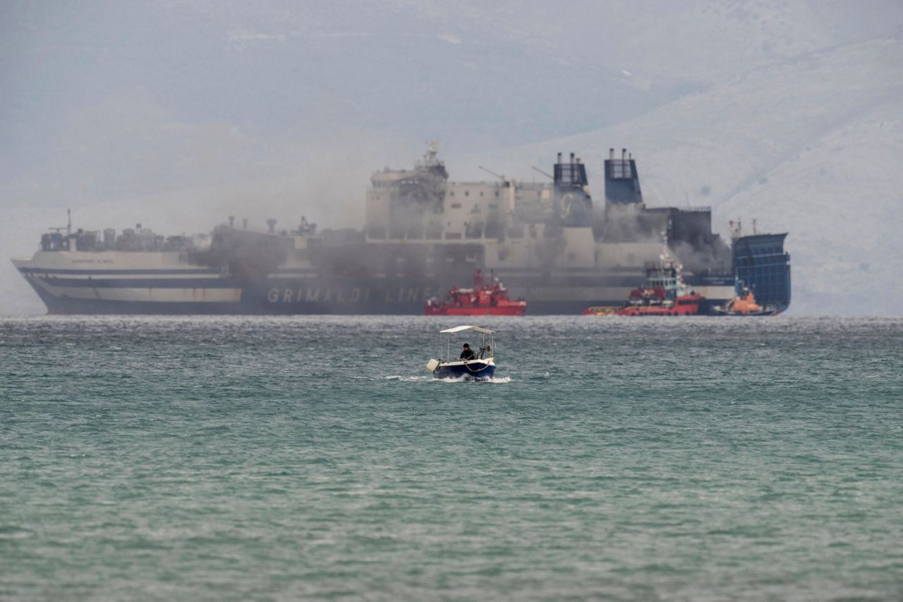 Survivor found in burning ferry off Greek island; 11 missing