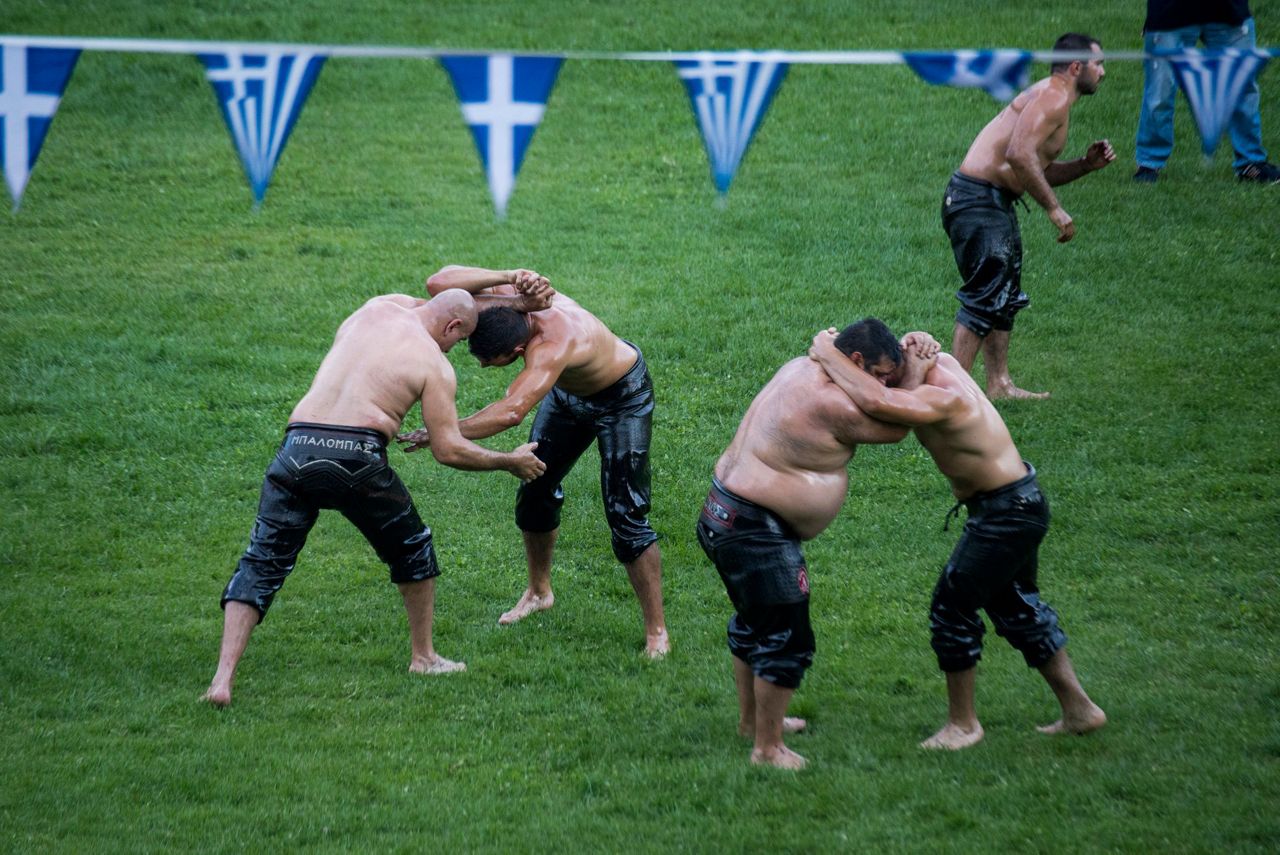AP PHOTOS: Oil wrestling practiced with devotion in Greece