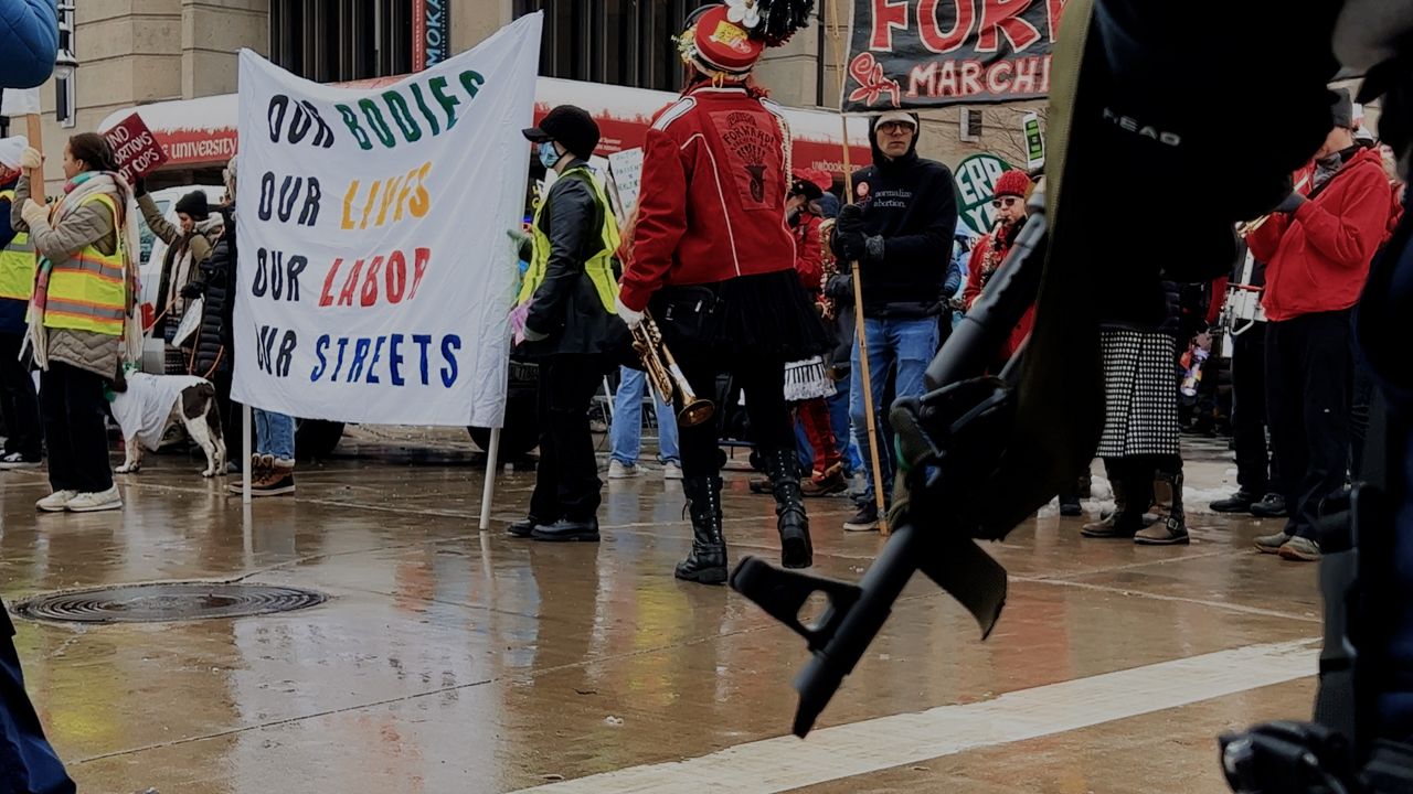 Hundreds of abortion rights protesters march on the Capitol